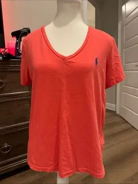 Polo Ralph Lauren | Tops | Polo By Ralph Lauren Coral Vneck Tee With ...